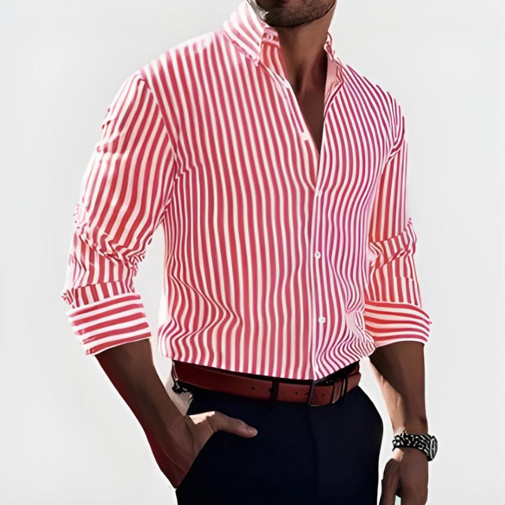 Dominique | Chemise Confidence à Rayures – Rose Valenoir